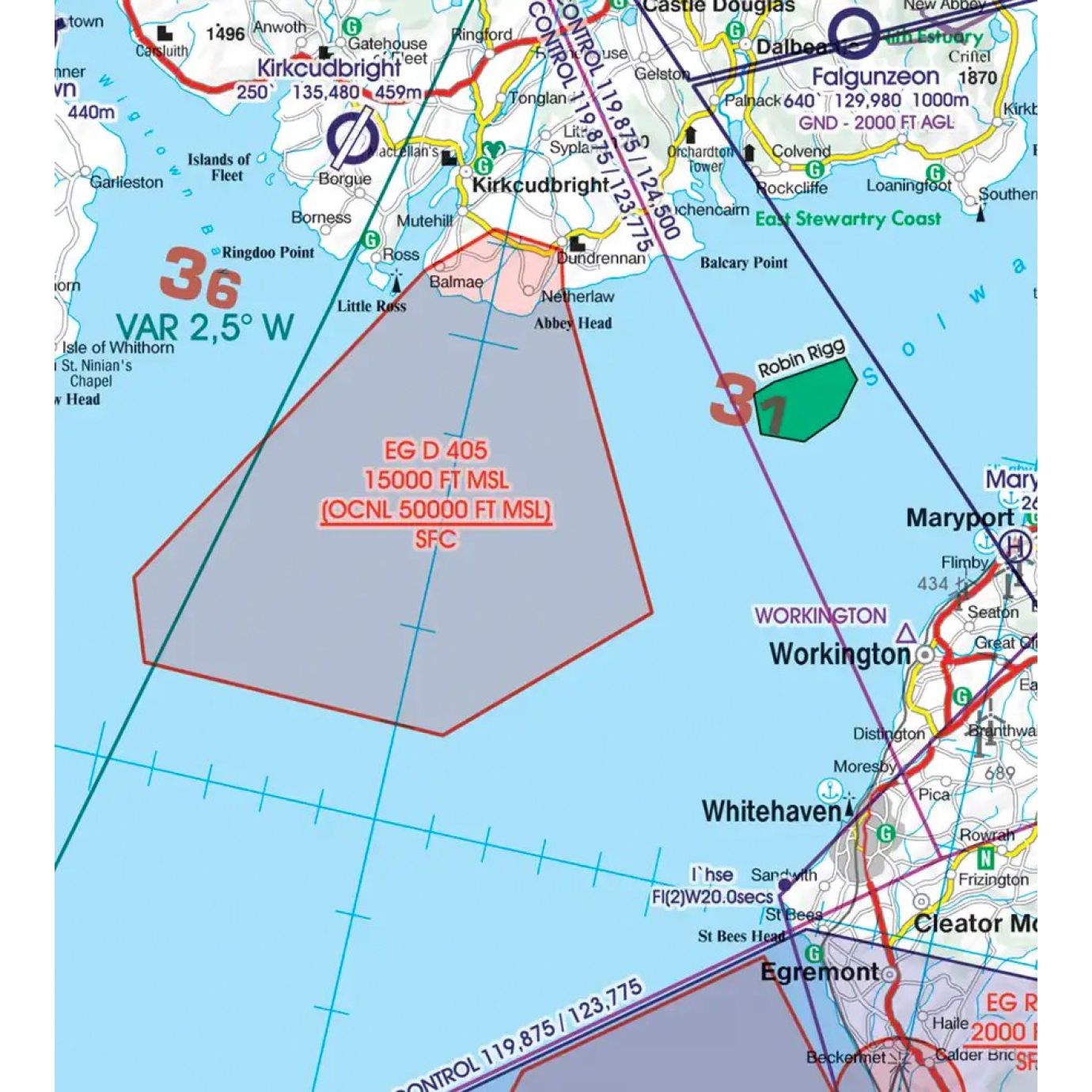 RogersData Great Britain Centre VFR 1:500,000 Chart - 2025