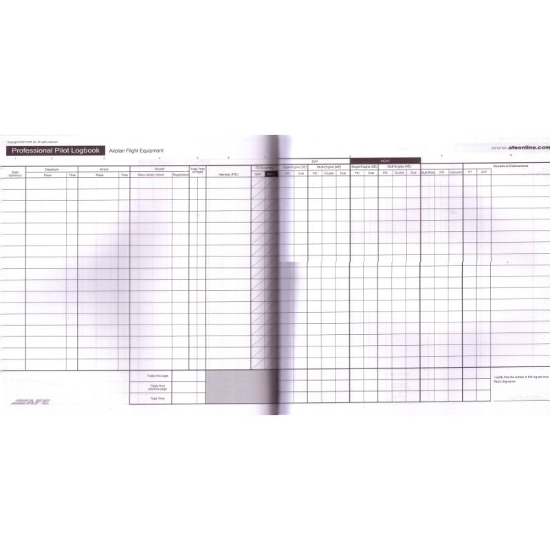 AFE Professional Pilot Log Book