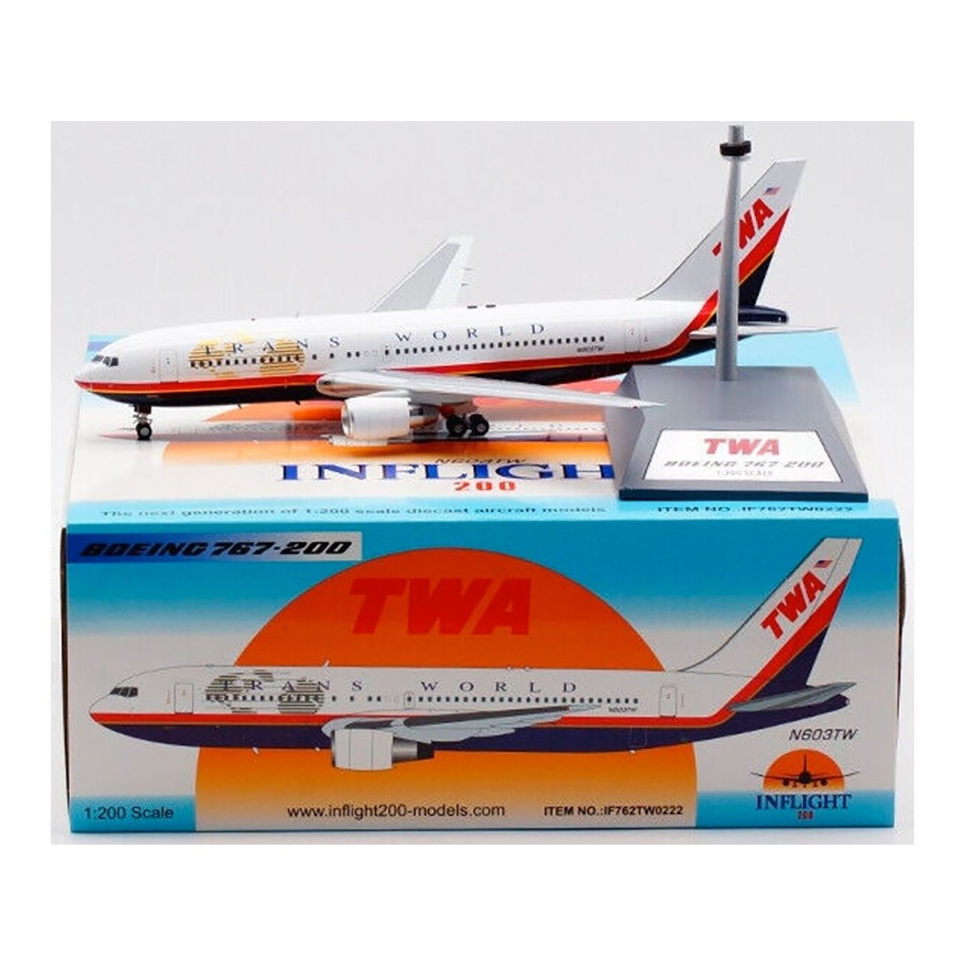 Inflight 200 TWA Boeing 767-200 Diecast - N603TW - 1/200
