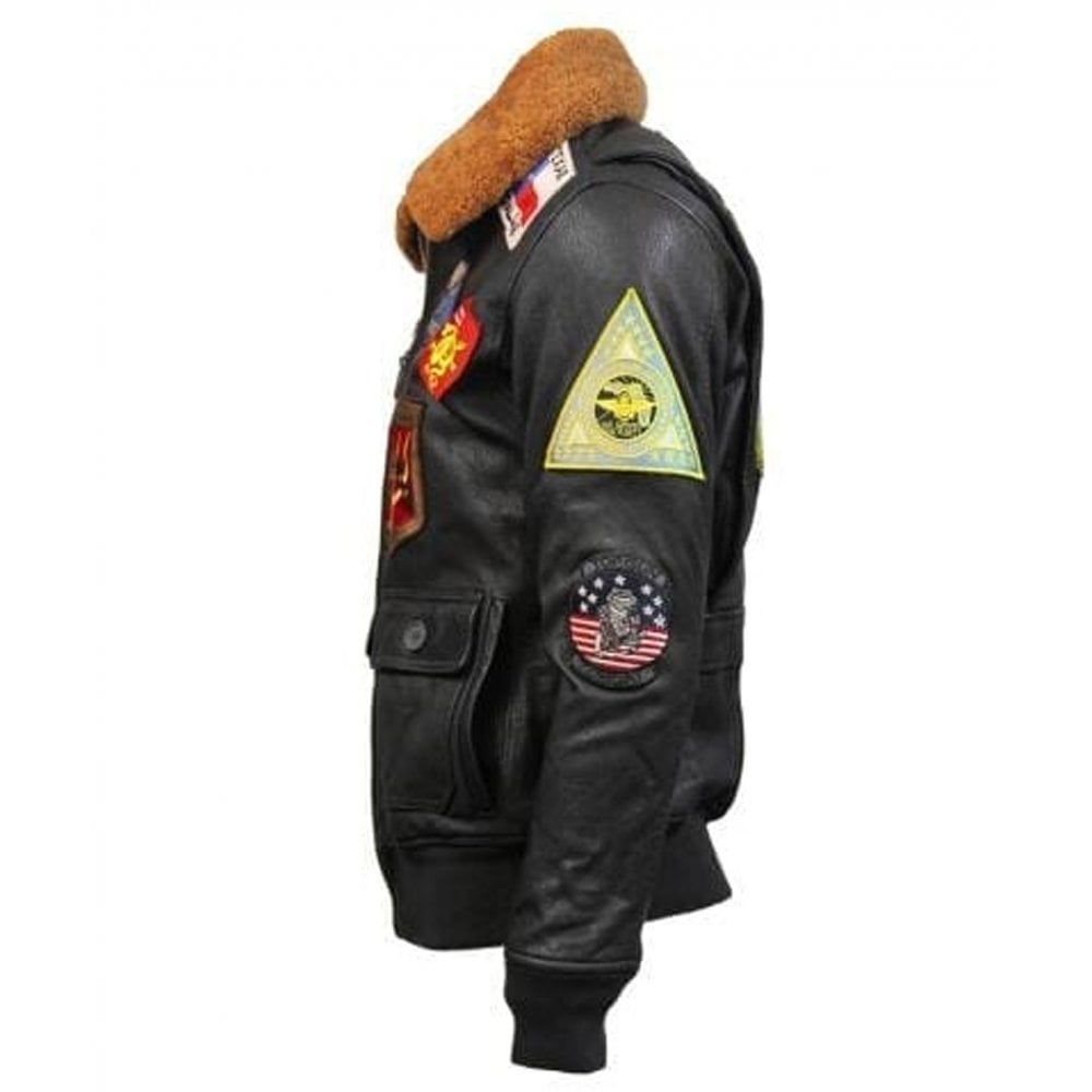TopGun ORIGINAL G-1 Leather Jacket with Patches in Brown