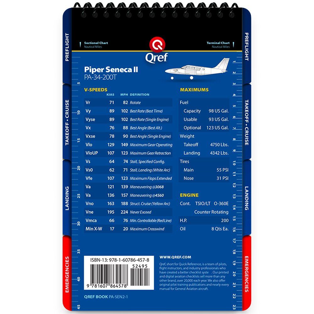 Qref Piper Seneca II PA-34-200T (1975-81) Aircraft Checklist | Flightstore