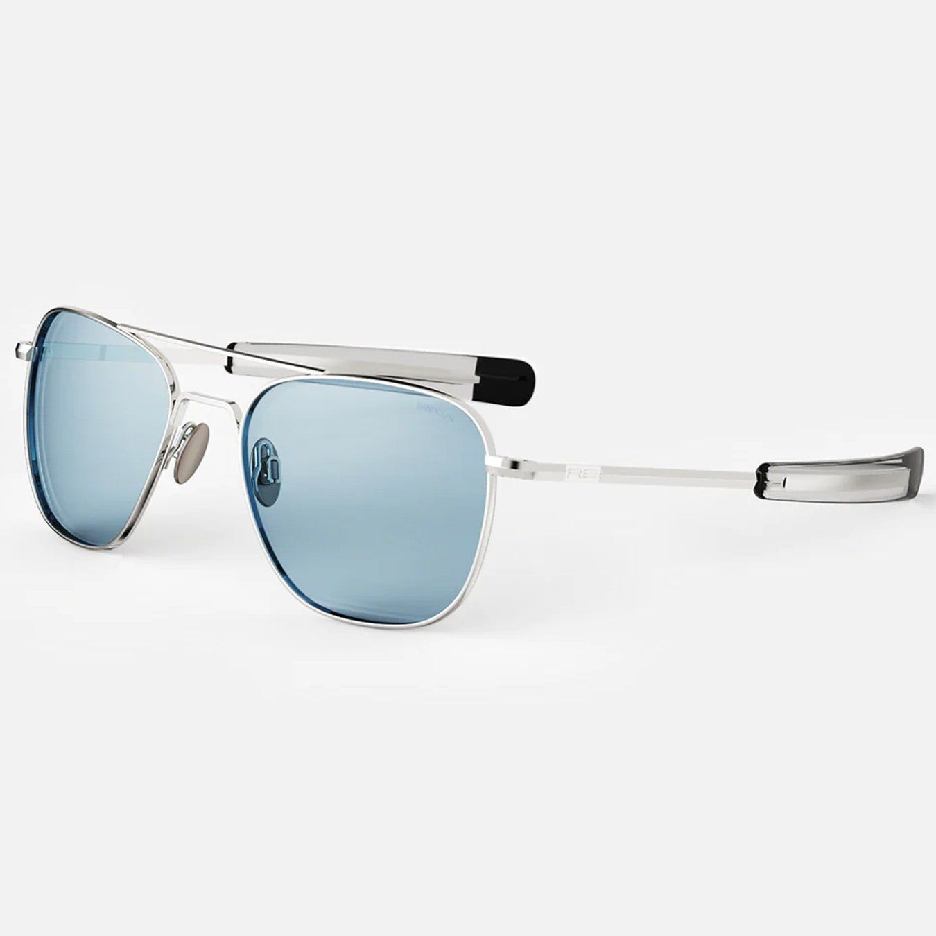 Randolph Aviator Sunglasses - 23K White Gold - Blue Hydro Lens