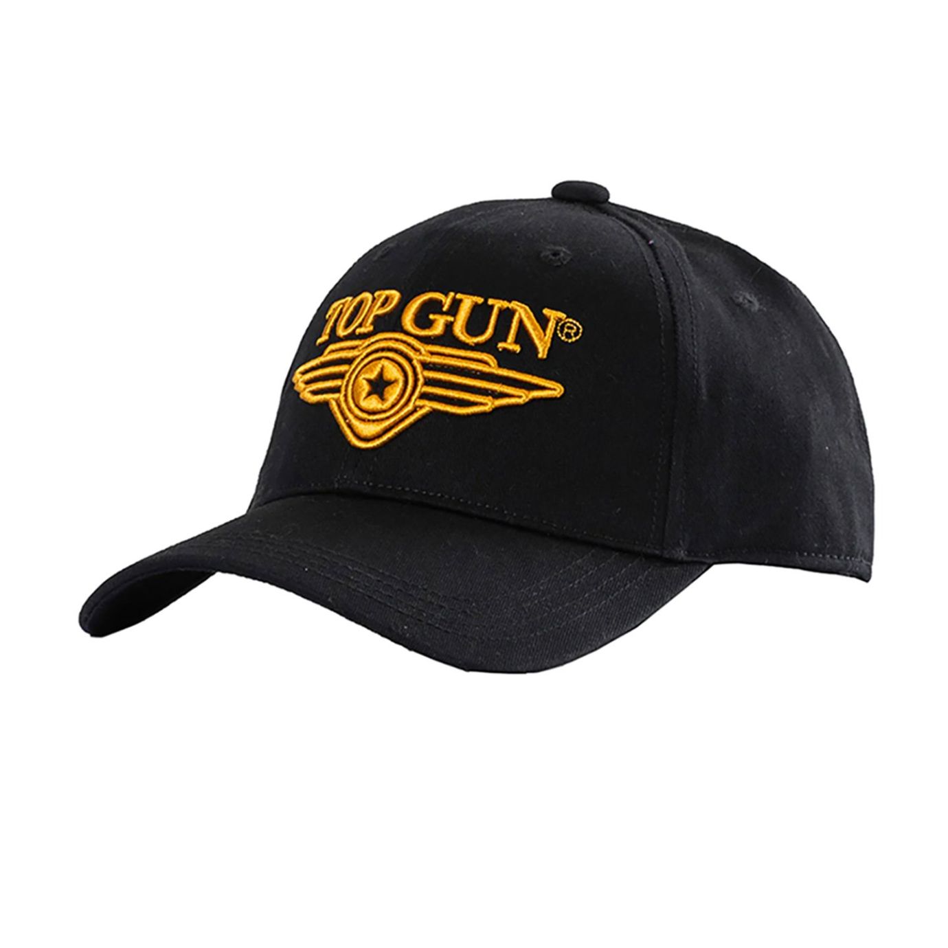 Top Gun Patch Baseball Cap in Black with Yellow Logo