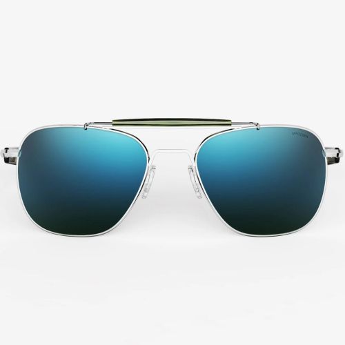 Randolph Aviator II Sunglasses - Bright Chrome Frame with Cobalt Lens