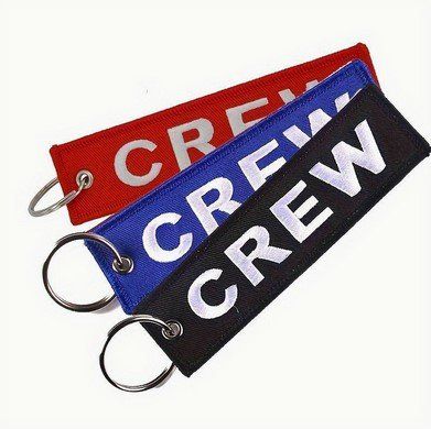 Embroidered Crew Keyrings - Red, Black or Blue