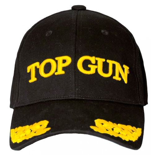 Top Gun Braided Peak Baseball Cap in Black