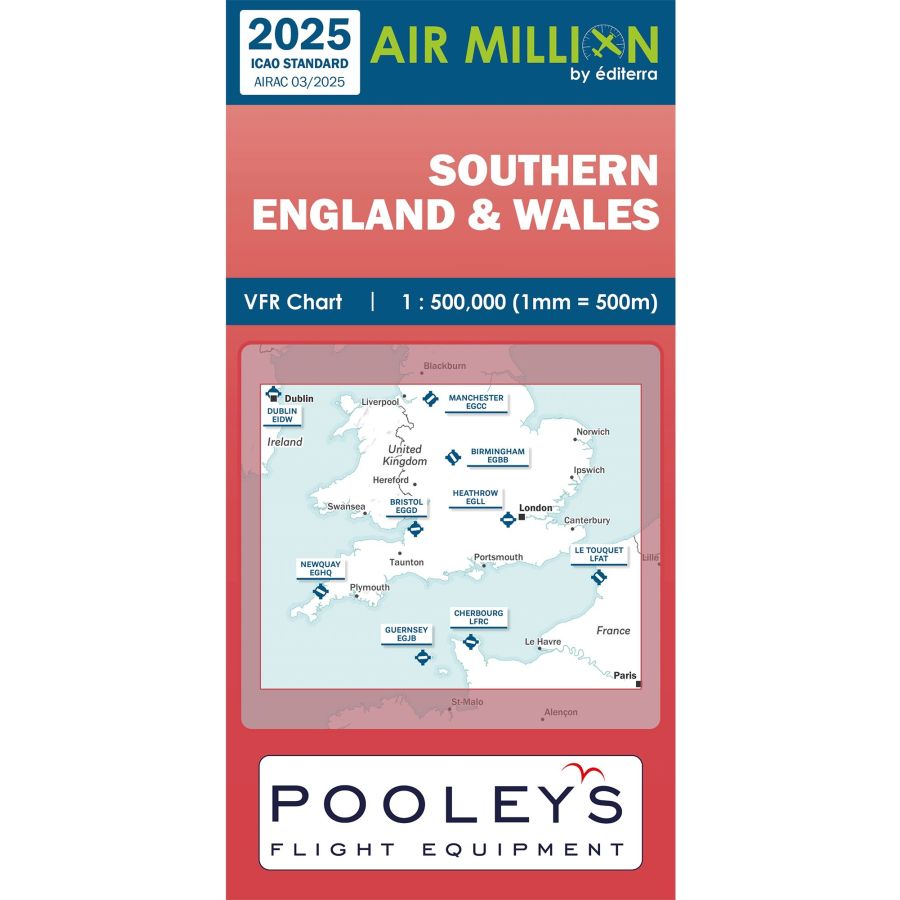 Editerra Air Million Southern England & Wales UK VFR 1:500,000 Chart - 2025