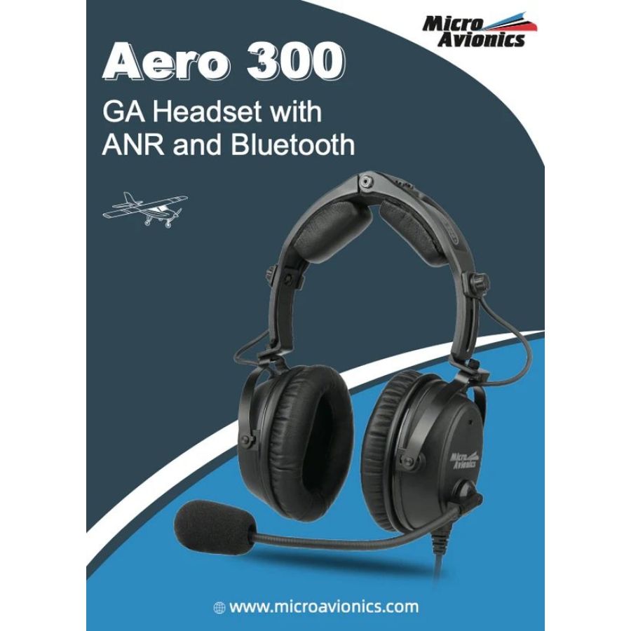 Micro Avionics Aero 300 ANR GA Headset with Stereo Bluetooth