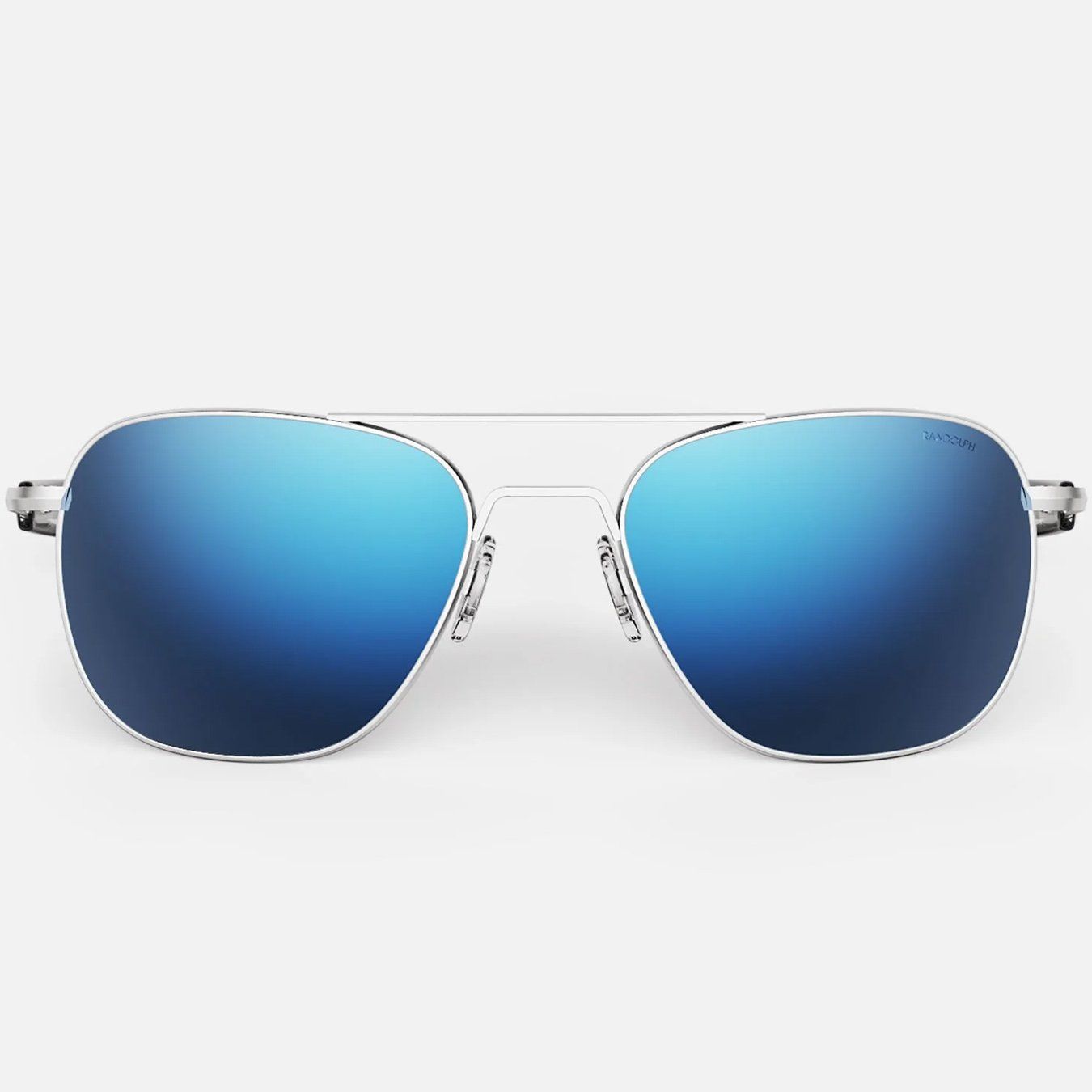 Randolph Aviator Sunglasses - Matte Chrome Frame with Atlantic Blue Lens