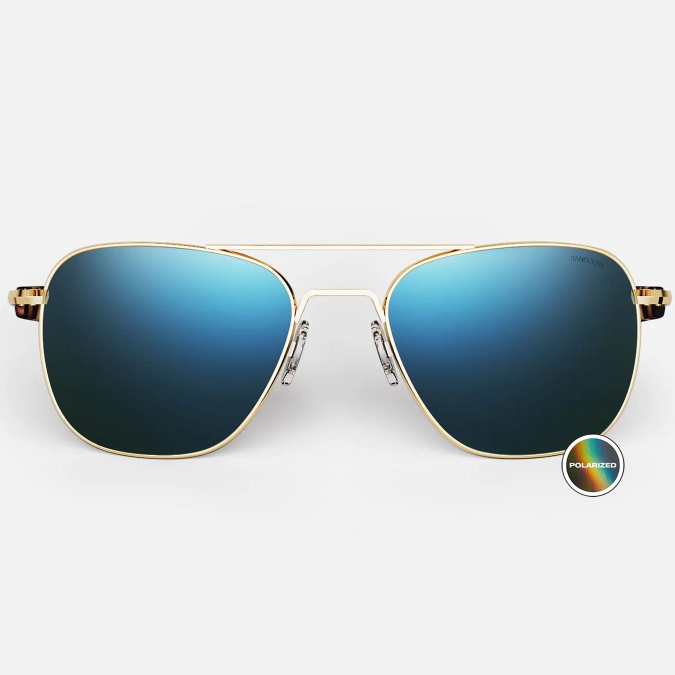 Randolph Aviator Sunglasses - 23K Gold Frame with Cobalt Polarised Lens
