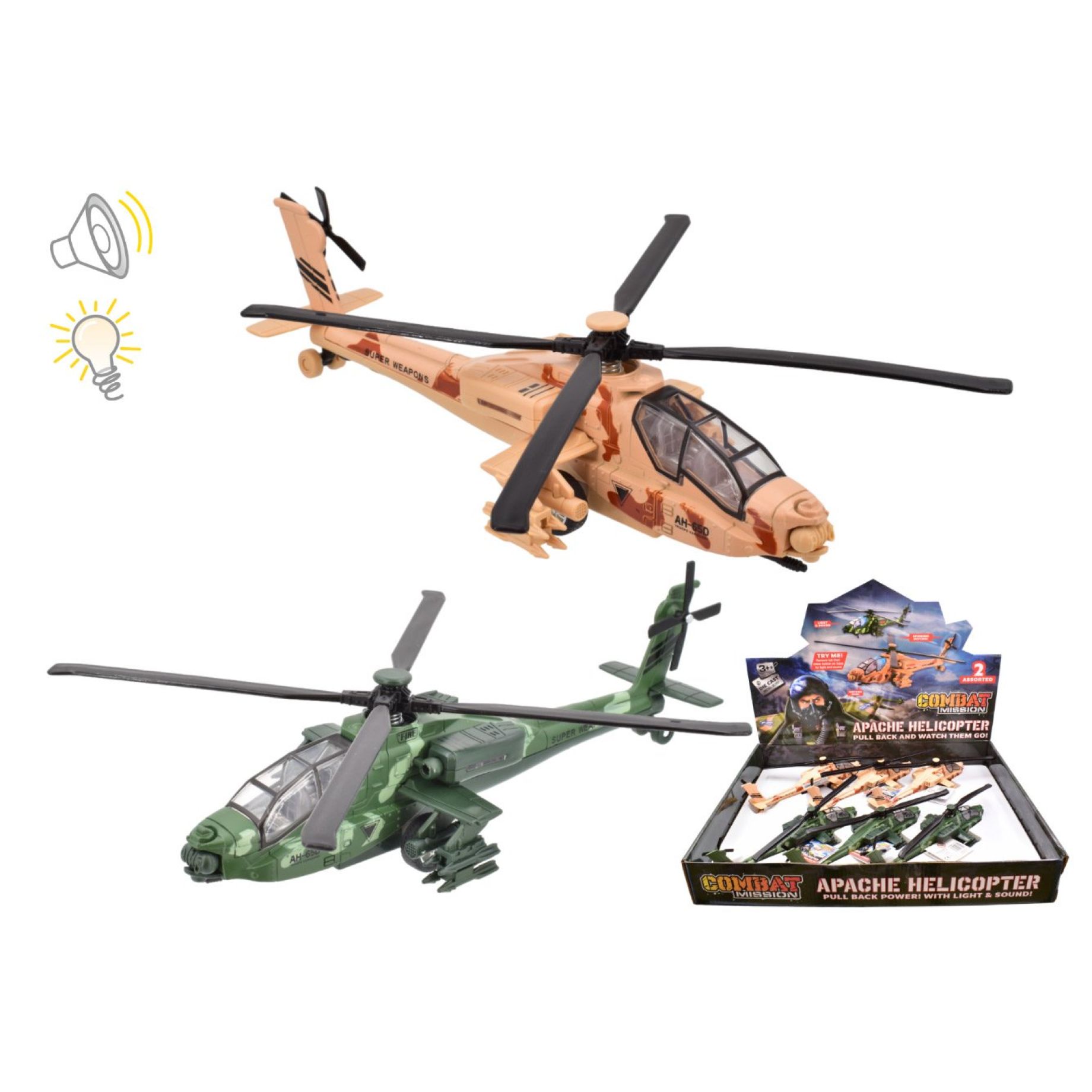 Apache Helicopter Diecast Pull Back