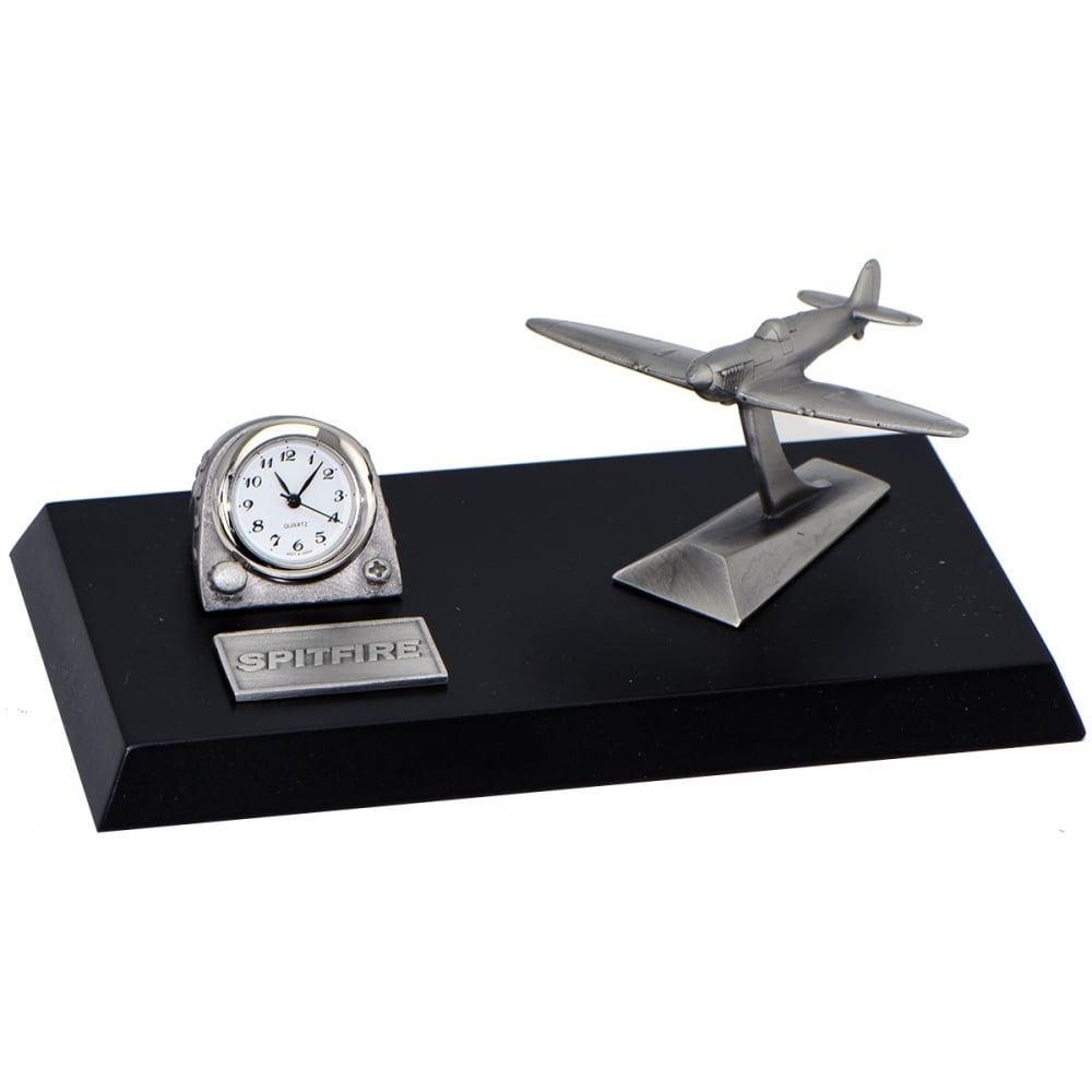 Clivedon Pewter Desk Clock - Spitfire Desk Clock