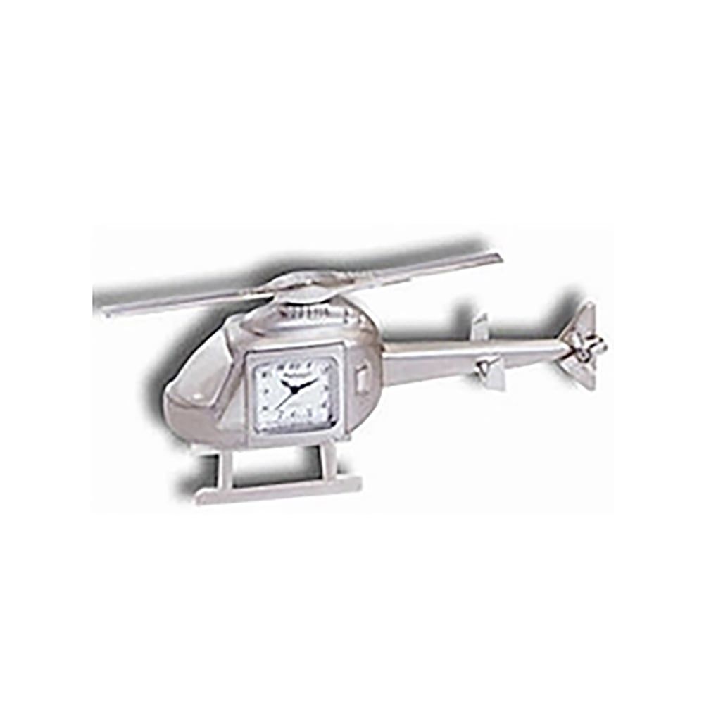Helicopter Silver Metal Clock