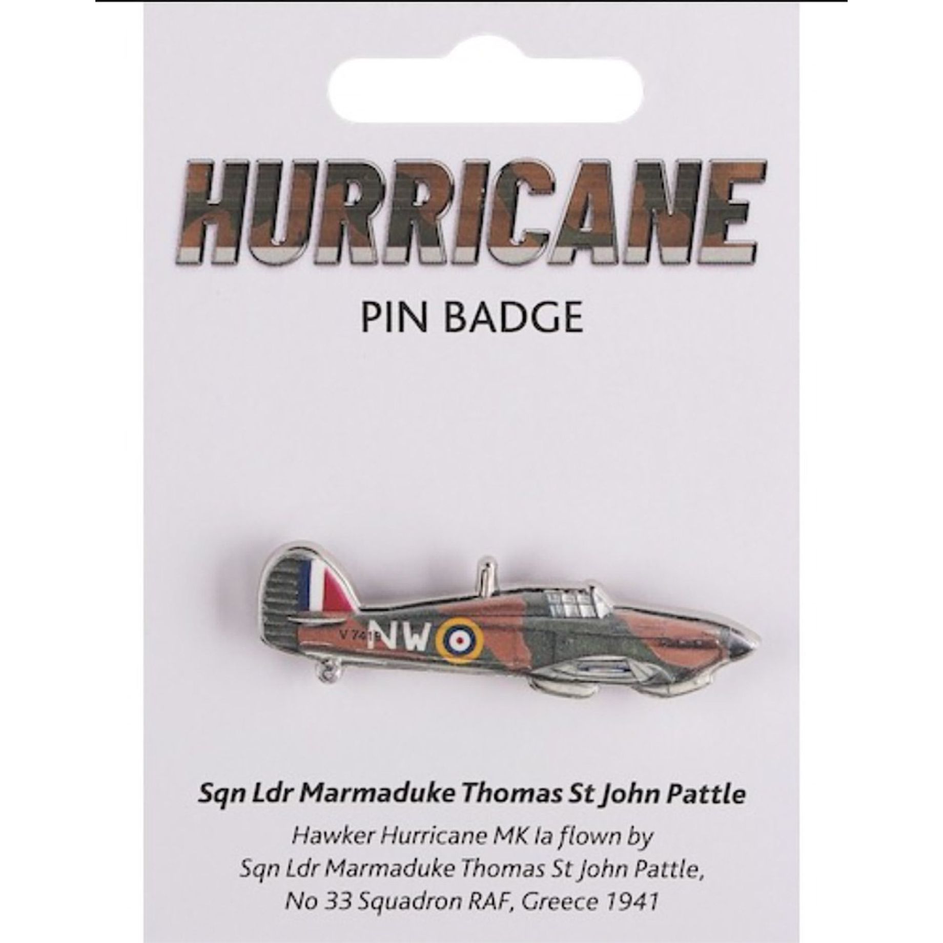 Westair Hawker Hurricane 3D Pin Badge - Sqn Ldr Pattle