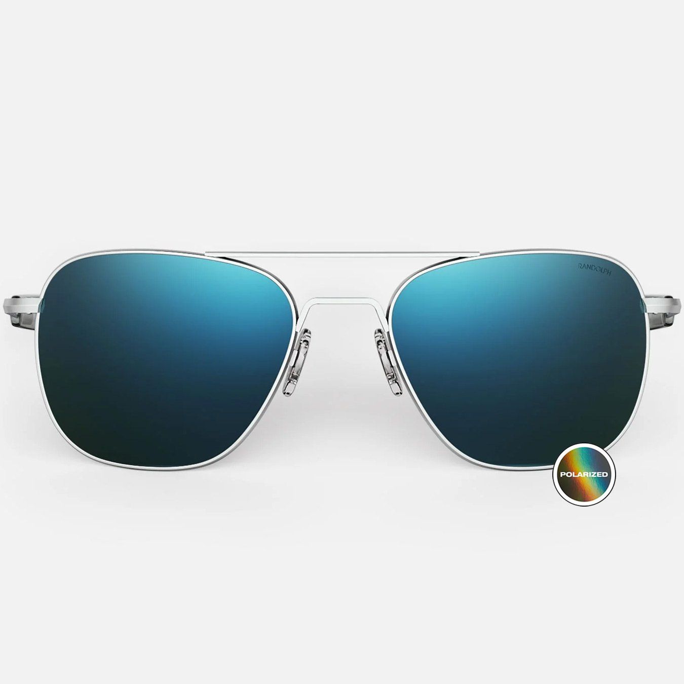 Randolph Aviator Sunglasses - Matte Chrome Frame with Cobalt Lens
