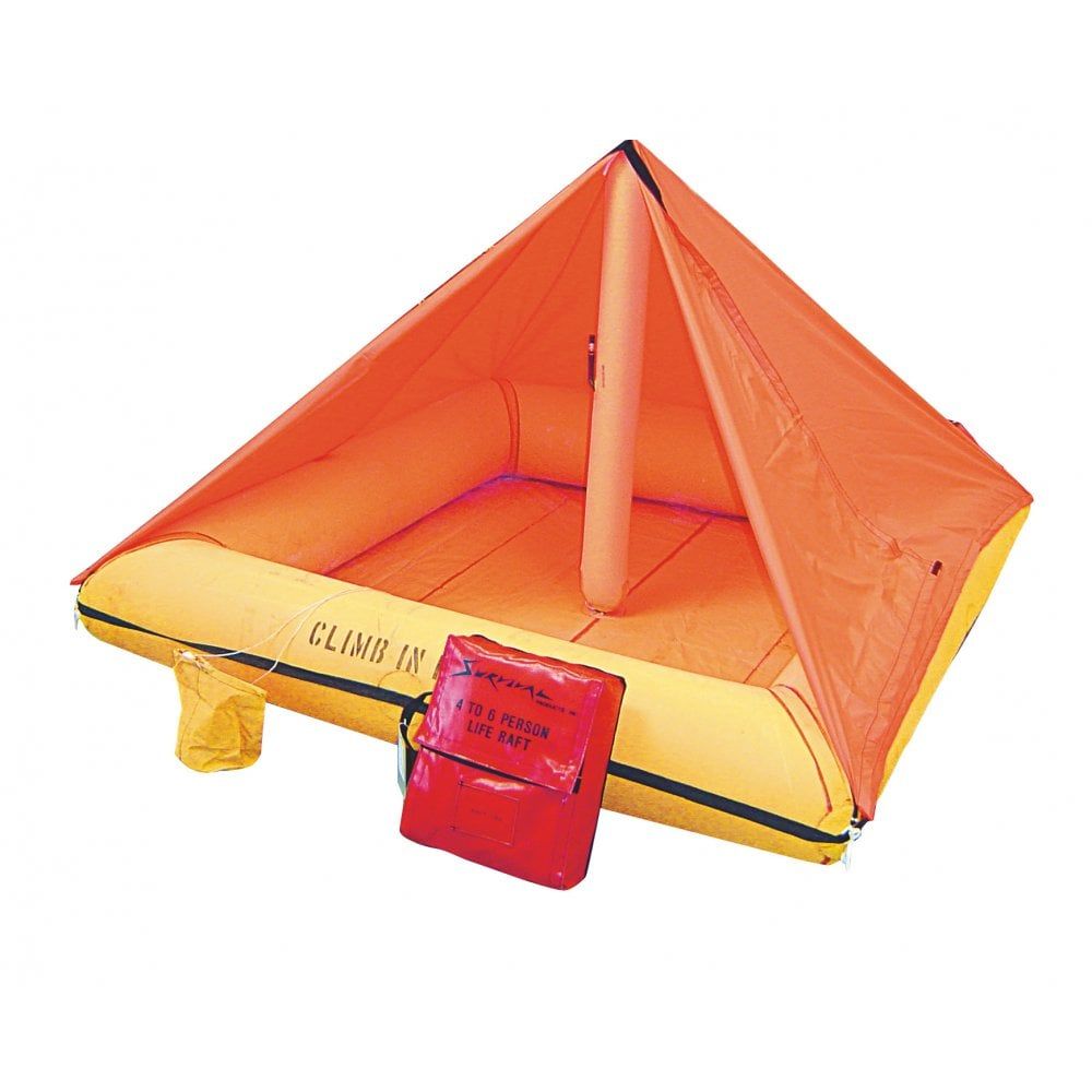 Survival Liferaft 4-6 person with Canopy and Equipment