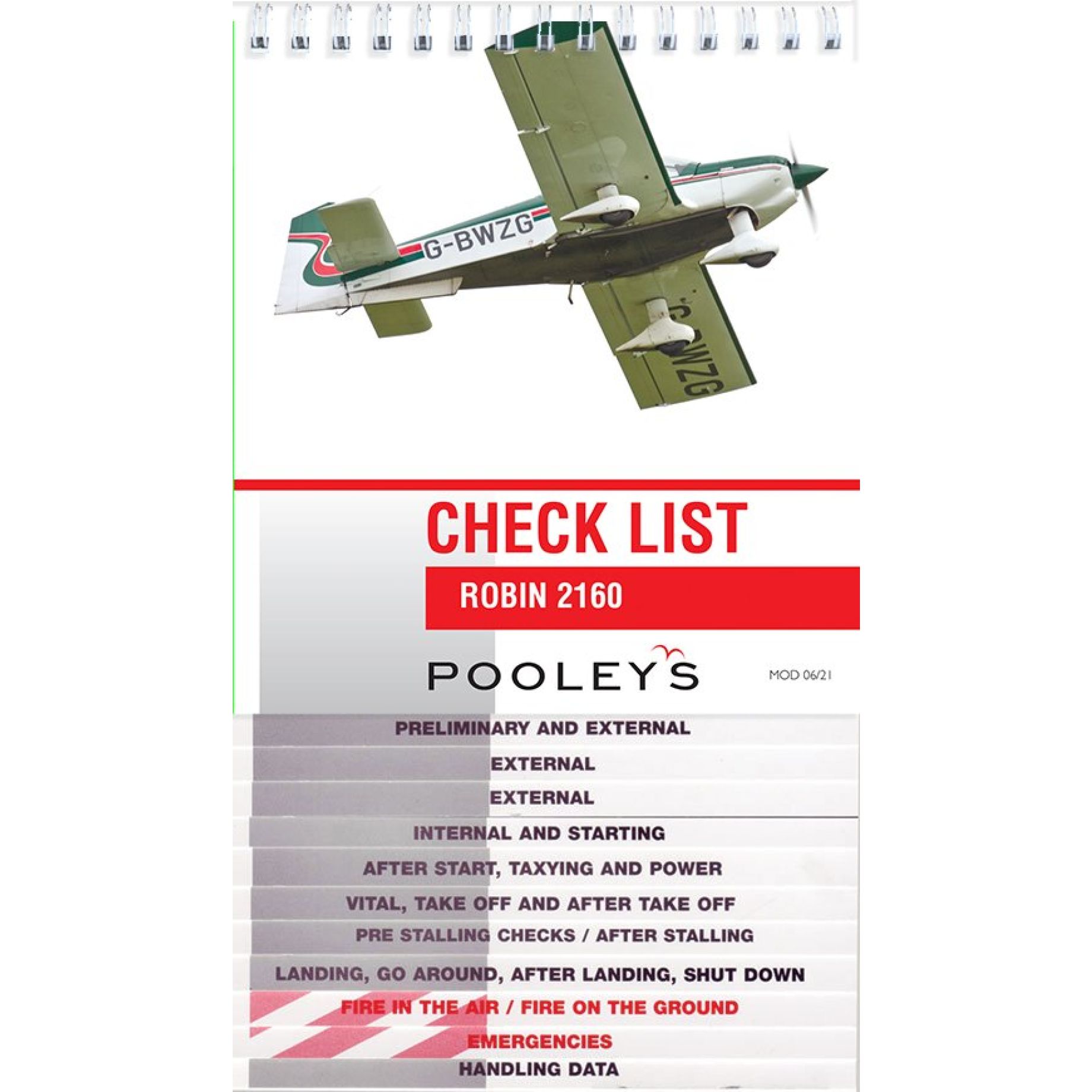 Pooleys Robin 2160 Aircraft Checklist