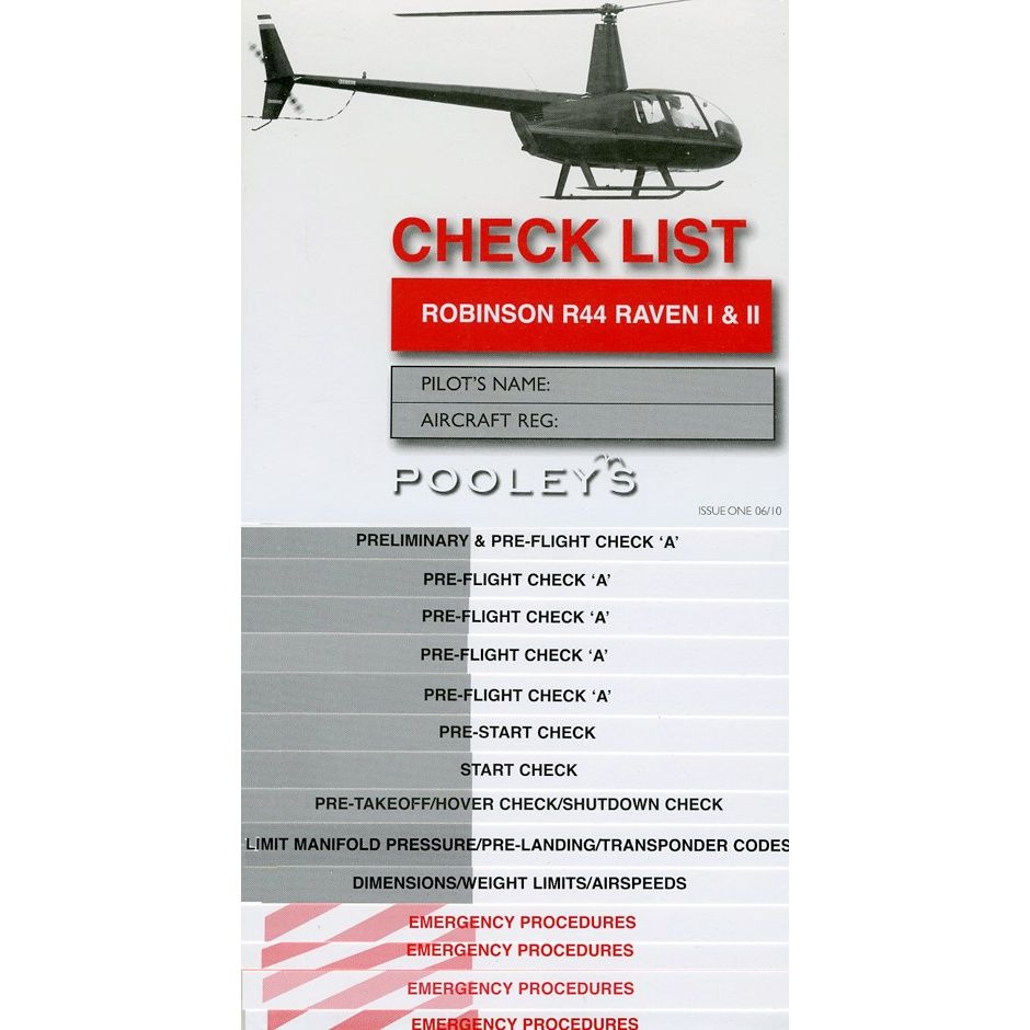 Pooleys R44 Raven I and II Checklist